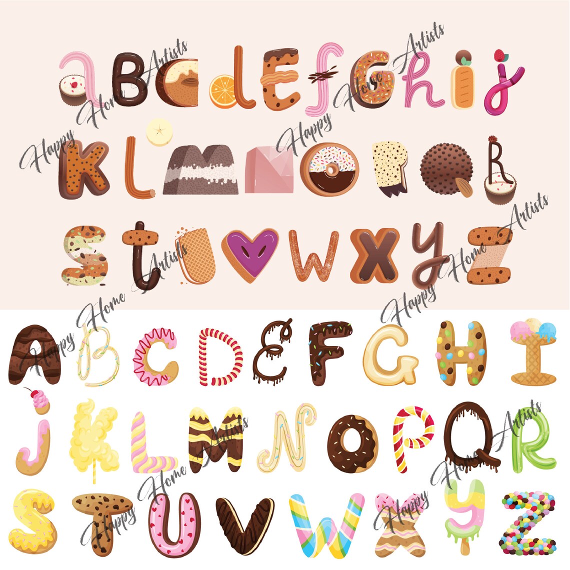 12 Sets of Sweets Alphabet Letter, Summer Letters Font Number, Summer ...