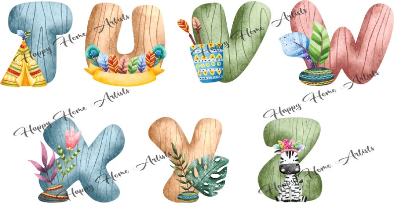 Watercolor Jungle Animal Alphabet Clipart Animal Letters - Etsy