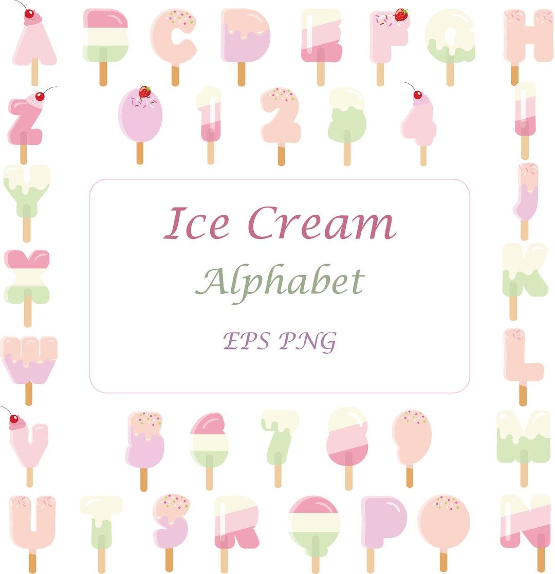 Ice Cream Alphabet Png, Summer Letters Font Number Ice Cream, Ice Pop ...