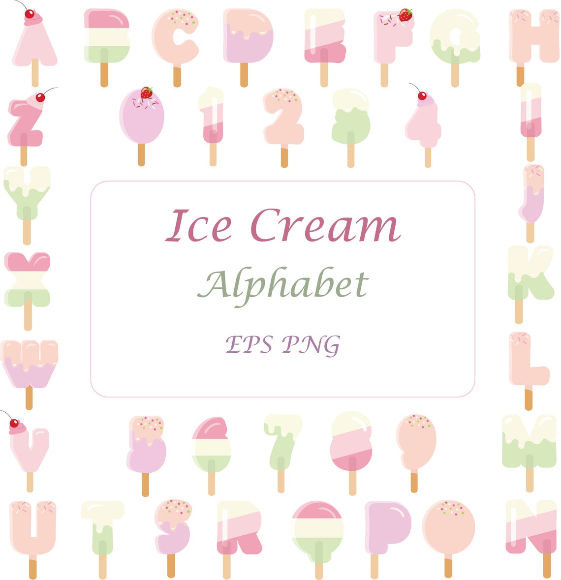 Ice Cream Alphabet Png, Summer Letters Font Number Ice Cream, Ice Pop ...