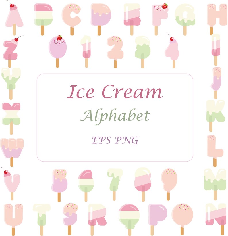 Ice Cream Alphabet Png, Summer Letters Font Number Ice Cream, Ice Pop ...