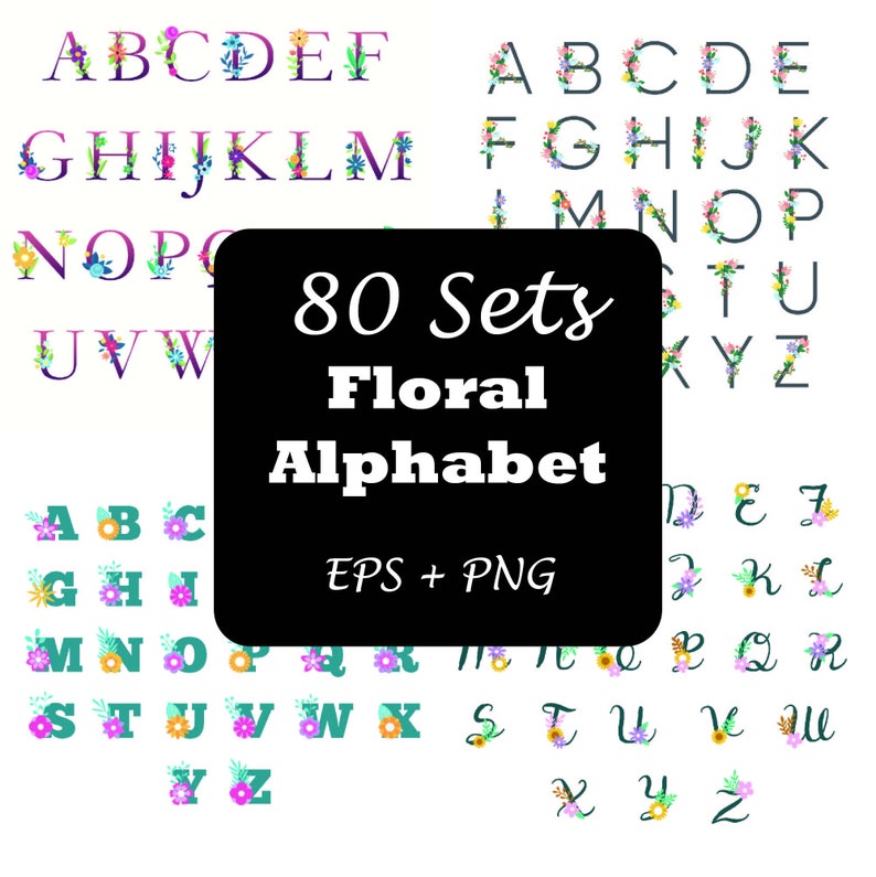 Floral Alphabet Letters Floral Design Flower Letters for - Etsy