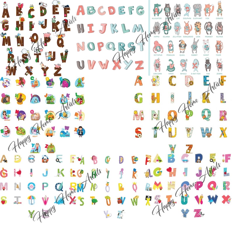 47 Designs of Animal Alphabet Bundle, Animal Letter, Baby Shower ...
