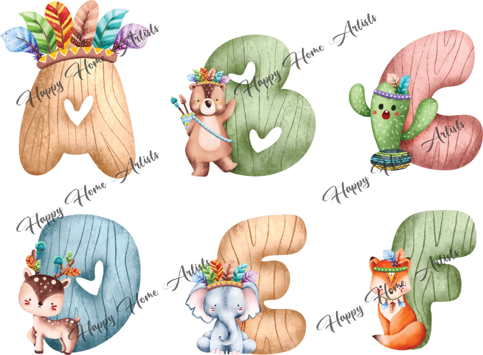 Watercolor Jungle Animal Alphabet Clipart, Animal Letters, Sublimation ...