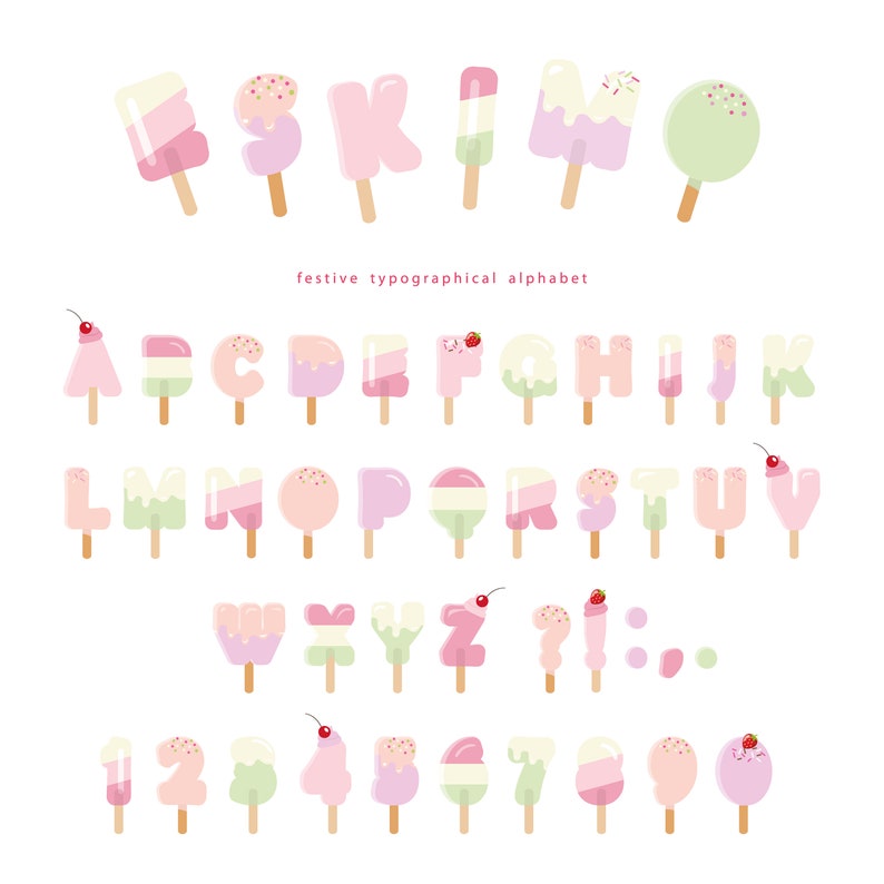 Ice Cream Alphabet Png, Summer Letters Font Number Ice Cream, Ice Pop ...