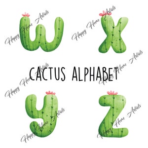 Cactus Alphabets and Numbers Clipart, Cactus Alphabet, Succulent Font ...