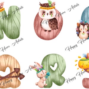 Watercolor Jungle Animal Alphabet Clipart, Animal Letters, Sublimation ...