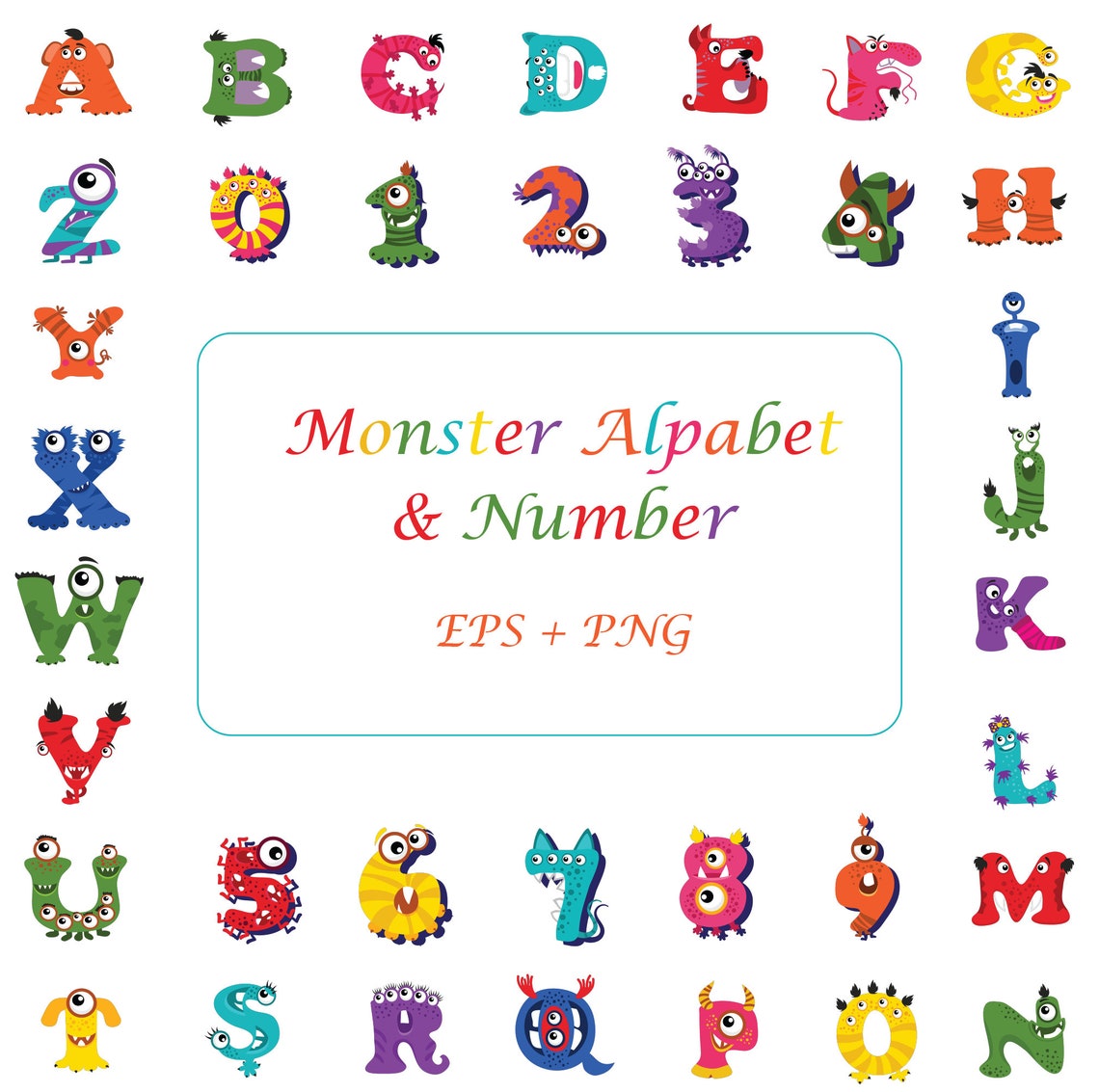 Monster Alphabet Number Clipart, Monster Letters, Monster Birthday ...
