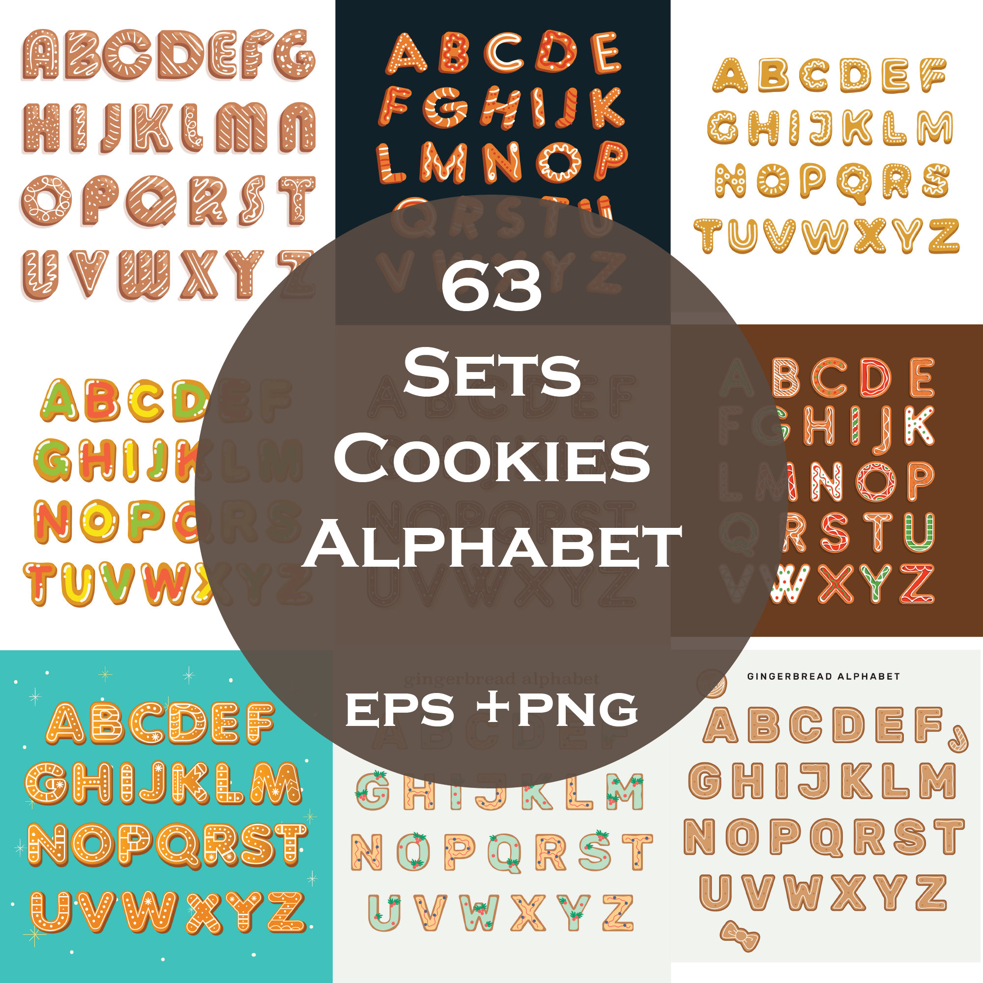 63 Sets of Cookies Alphabet, Christmas Cookies Letter, Cookie Clipart ...