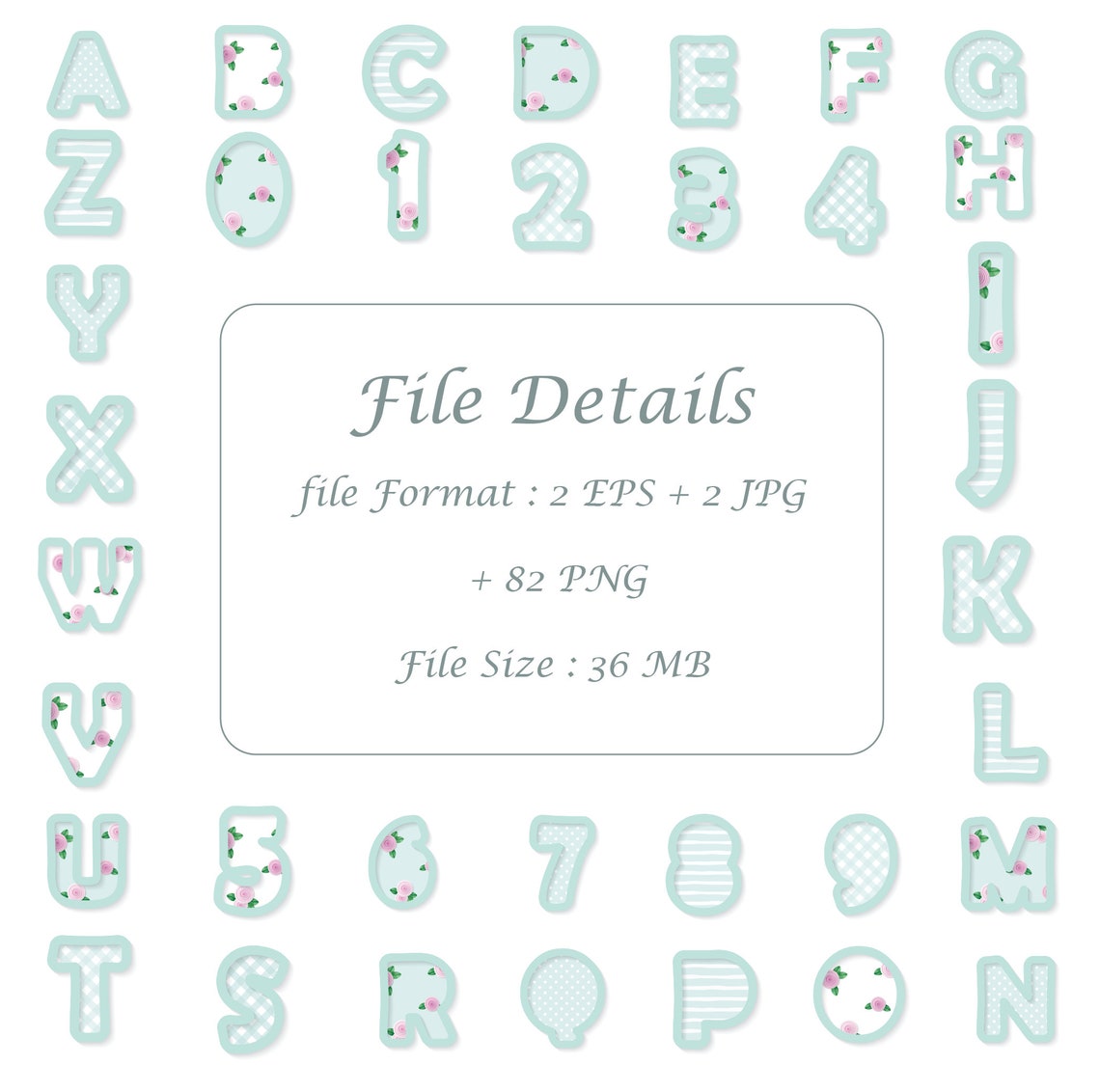 2 Sets of Baby Font Number PNG, Newborn Letters, Nursery Font, Baby ...