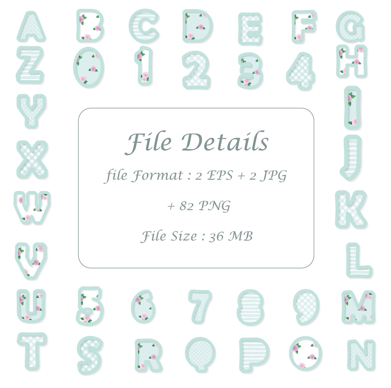 2 Sets of Baby Font Number PNG, Newborn Letters, Nursery Font, Baby ...