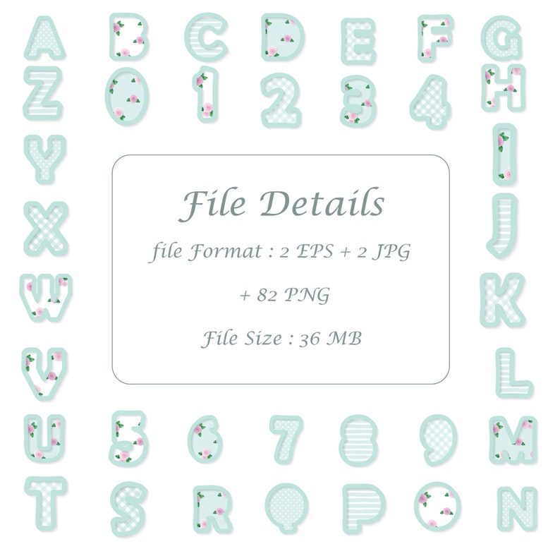 2 Sets of Baby Font Number PNG, Newborn Letters, Nursery Font, Baby ...