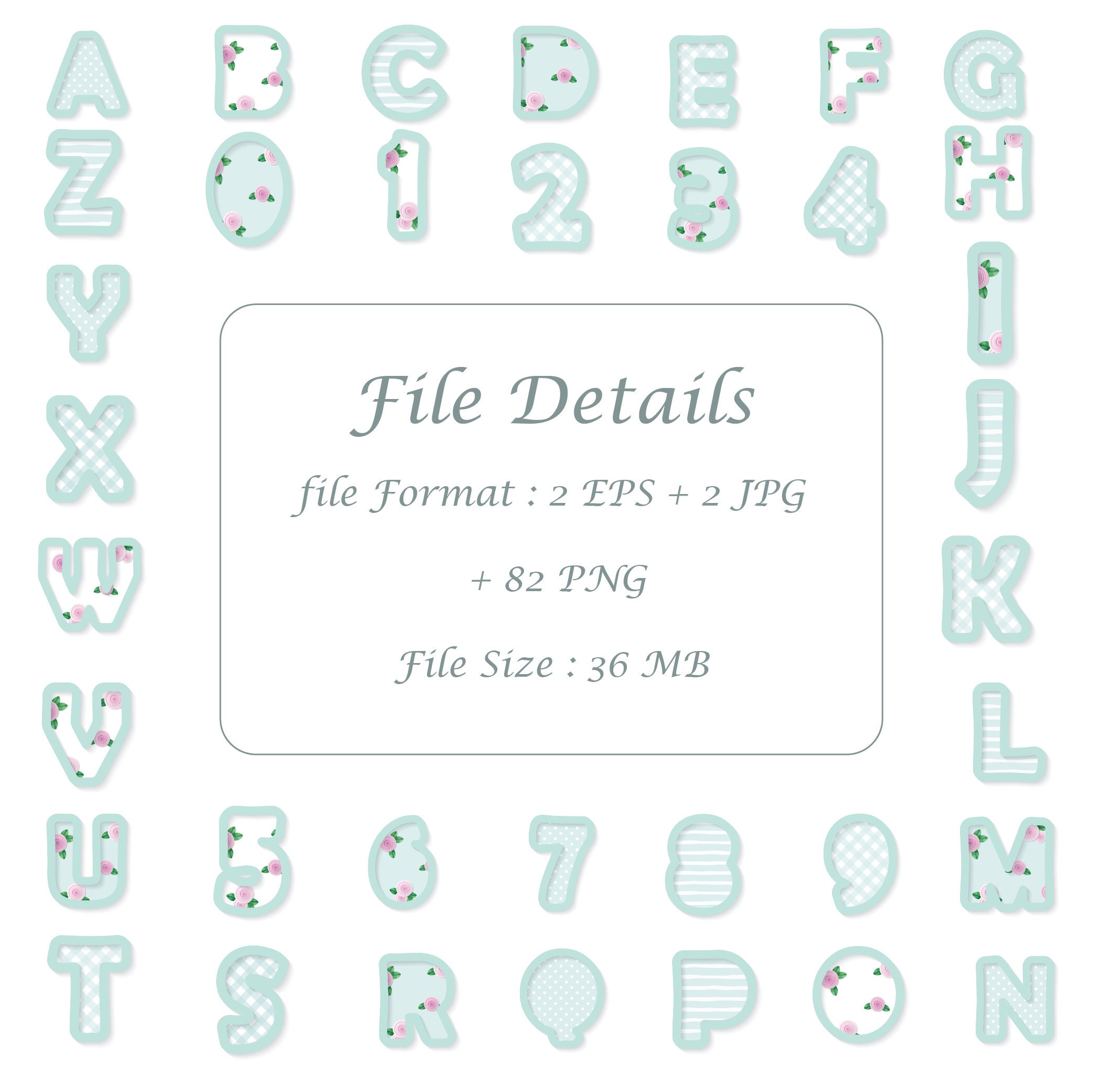 2 Sets of Baby Font Number PNG, Newborn Letters, Nursery Font, Baby ...