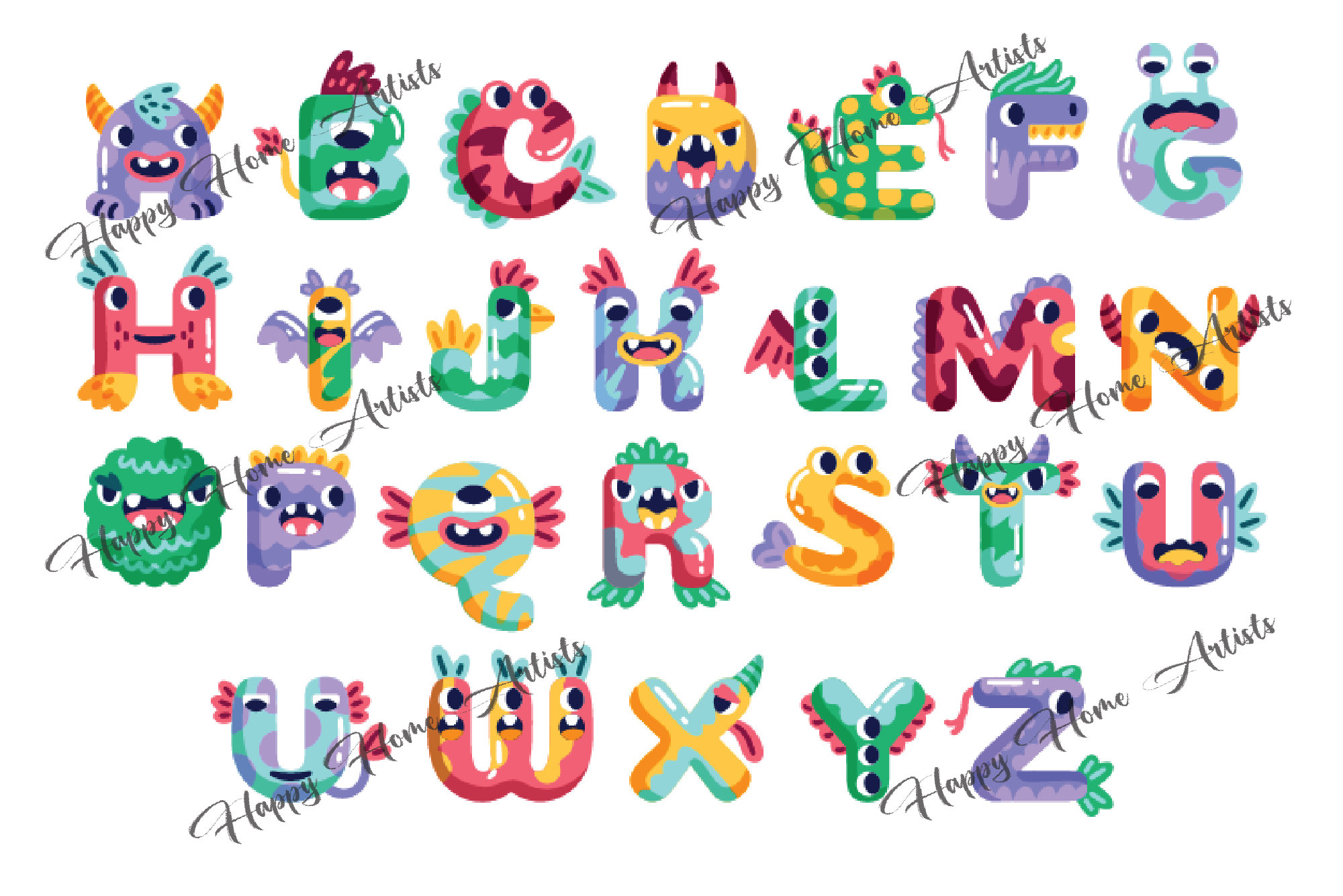 12 Sets of Monster Alphabet Clipart Monster Letters Monster - Etsy