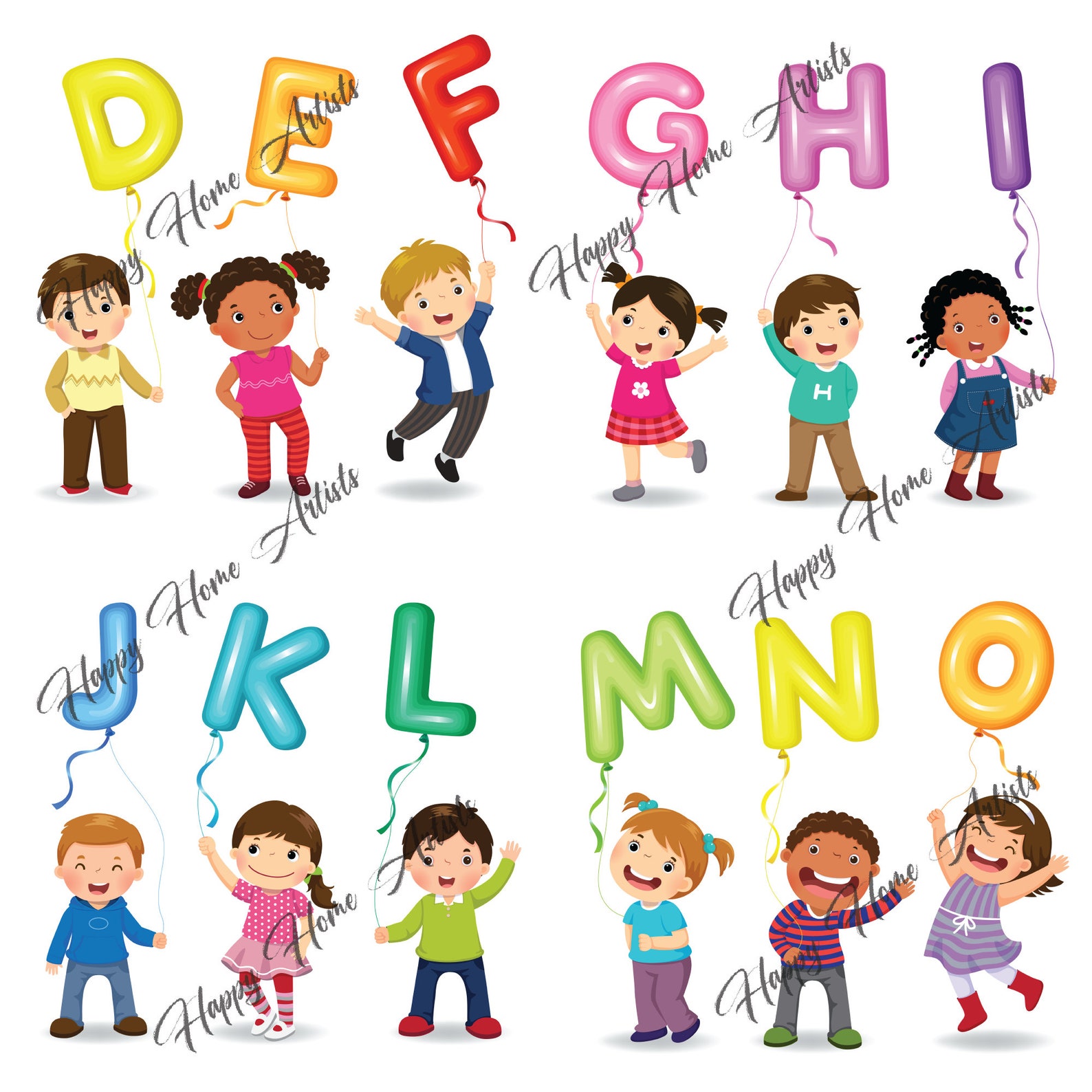Balloon Alphabet Number Clipart, Balloon Letters, Sublimation Design ...