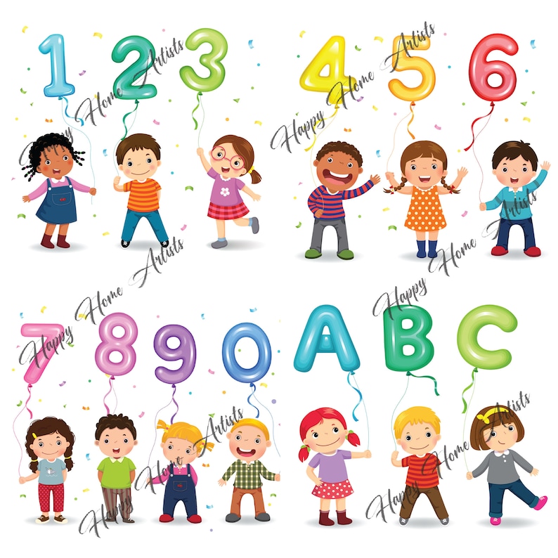 Balloon Alphabet Number Clipart, Balloon Letters, Sublimation Design ...