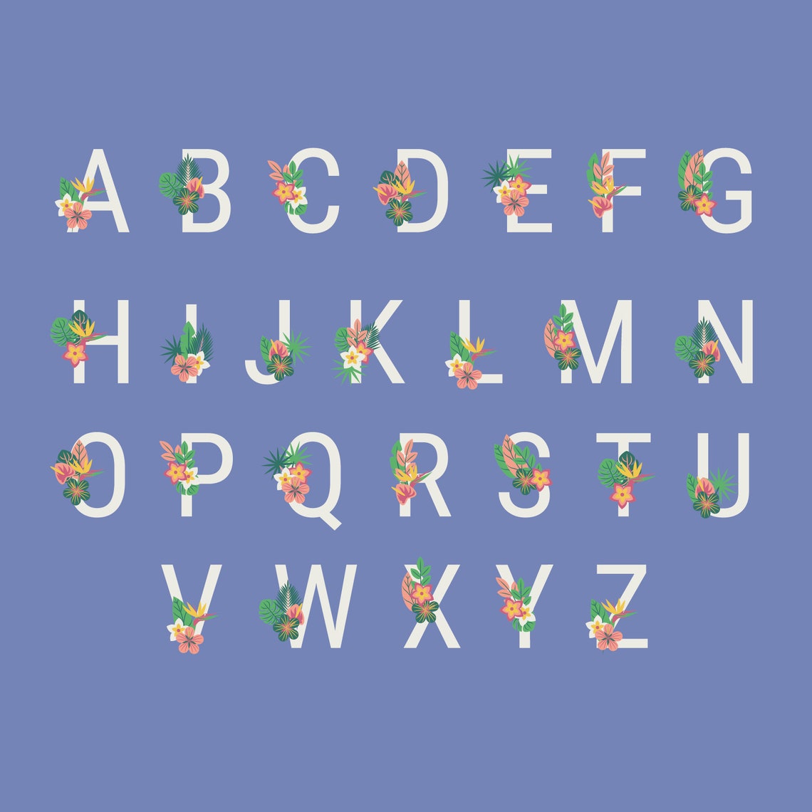 Floral Alphabet Letters Floral Design Flower Letters for - Etsy