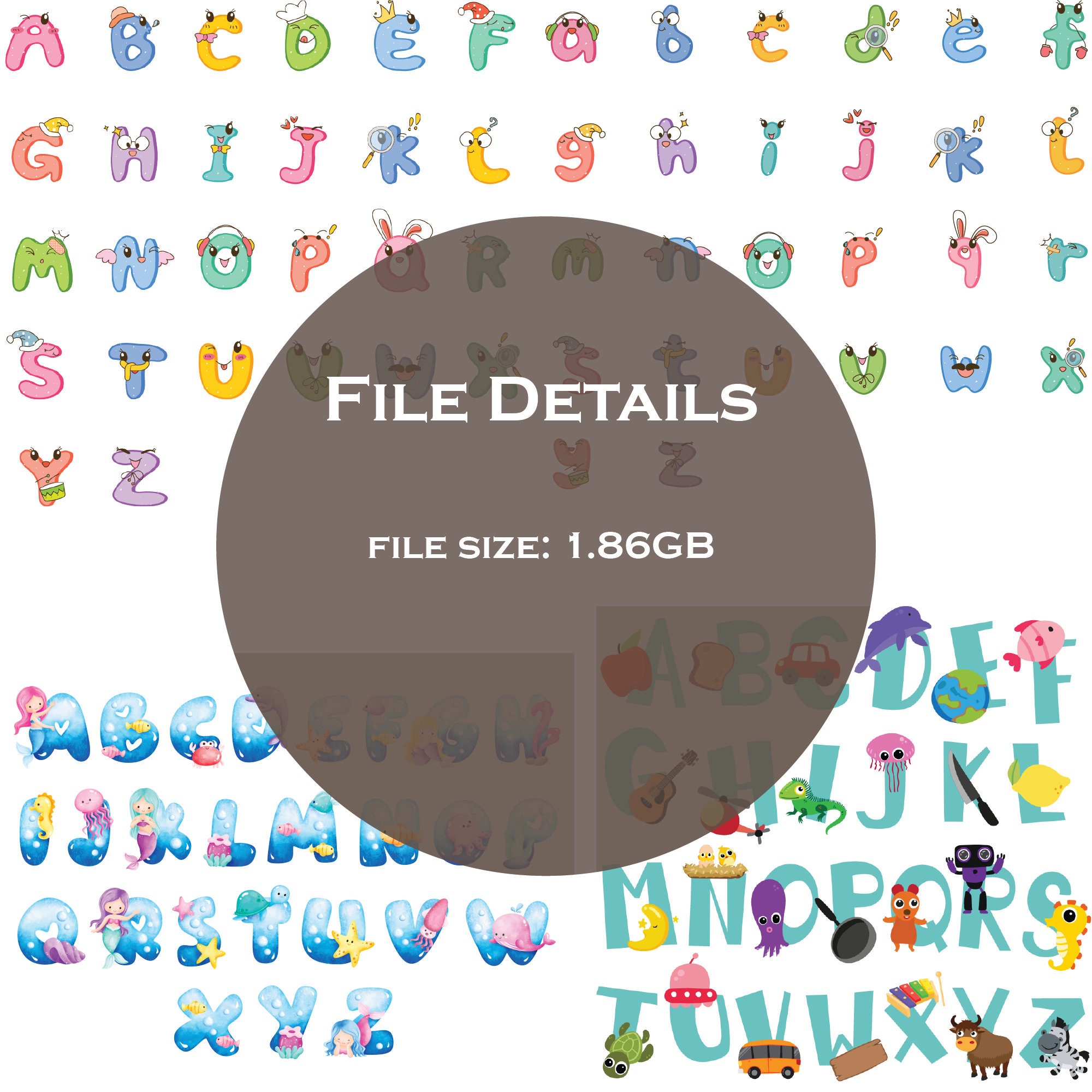 47 Designs of Animal Alphabet Bundle, Animal Letter, Baby Shower ...