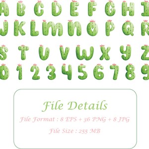 Cactus Alphabets and Numbers Clipart, Cactus Alphabet, Succulent Font ...