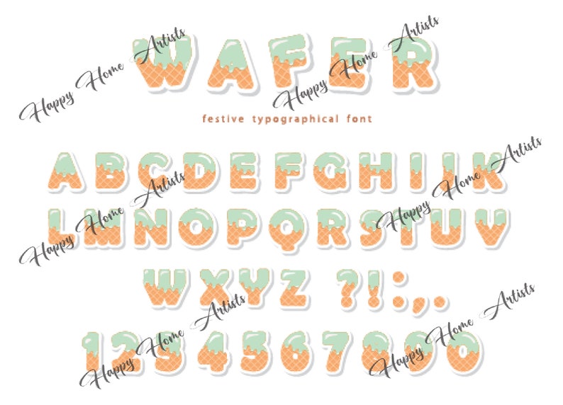 2 Sets of Ice Cream Wafer Alphabet Number, Summer Letters Font, A-Z Ice ...