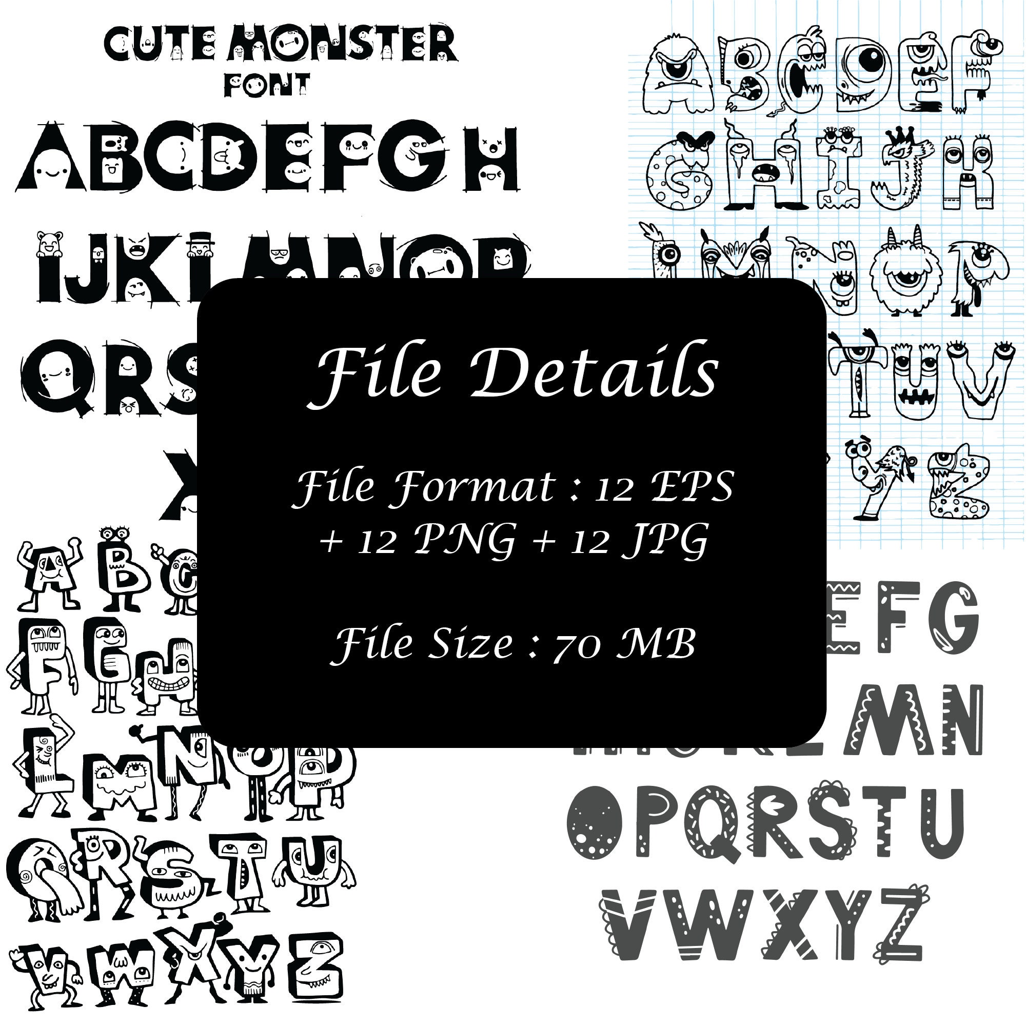 12 Sets of Monster Alphabet Clipart, Monster Letters, Monster Birthday ...