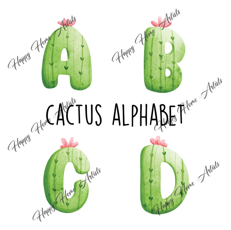 Cactus Alphabets and Numbers Clipart, Cactus Alphabet, Succulent Font ...