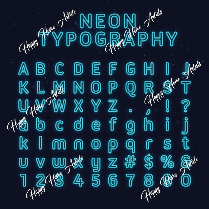 4 Sets of Neon Alphabet Clipart, Neon Letters, Neon Sublimation Design ...