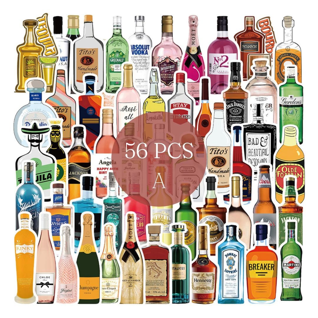 50 PCS Drinking Wine Beer Bottle Decoration Stickers, Adult Beverages ...