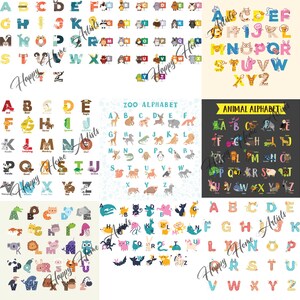 47 Designs of Animal Alphabet Bundle, Animal Letter, Baby Shower ...