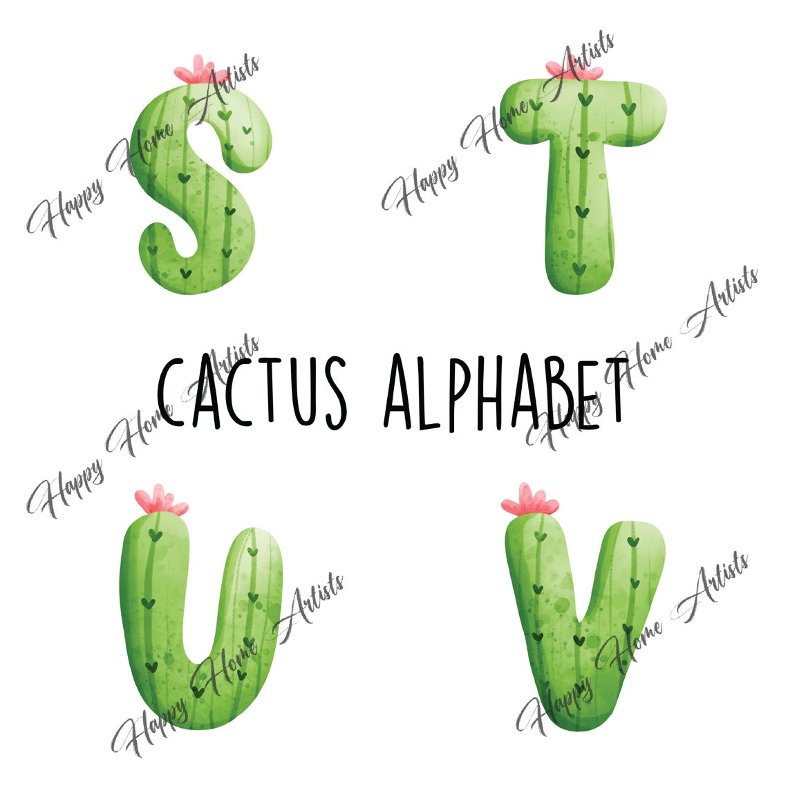 Cactus Alphabets and Numbers Clipart Cactus Alphabet - Etsy