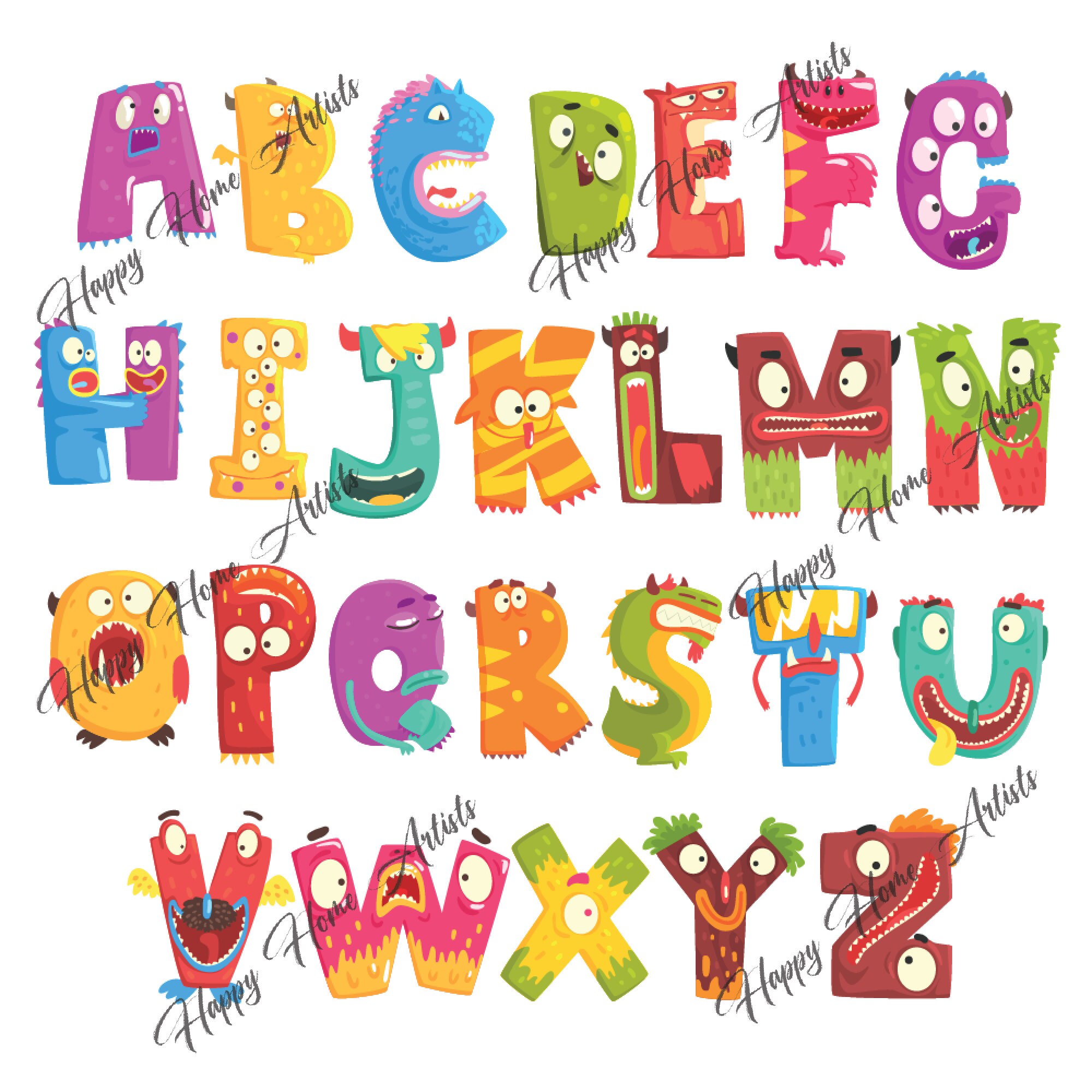 12 Sets of Monster Alphabet Clipart, Monster Letters, Monster Birthday ...