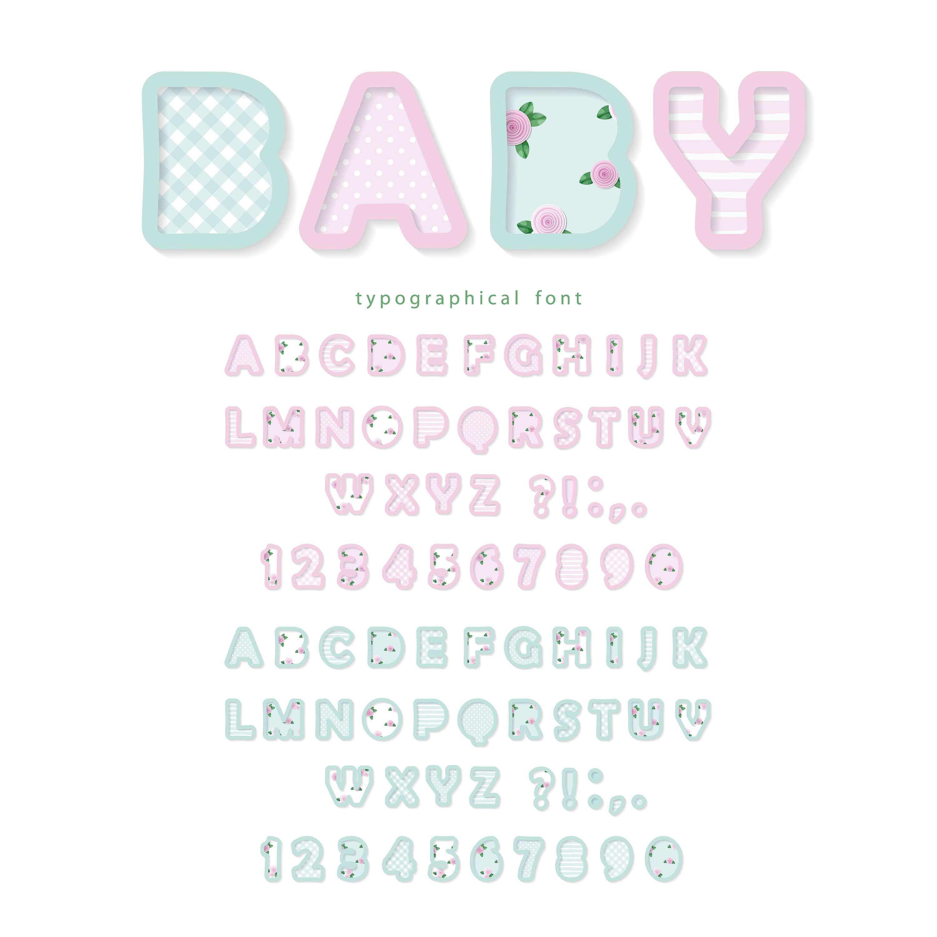 2 Sets of Baby Font Number PNG, Newborn Letters, Nursery Font, Baby ...