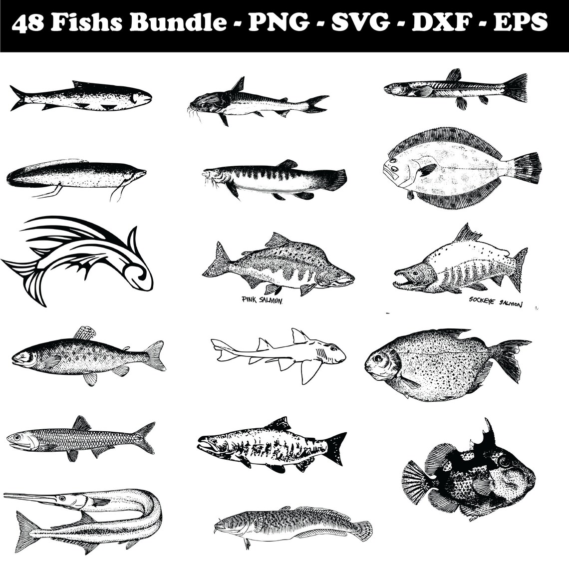 Fish SVG Bundle, Fish SVG, SVG Files for Cricut, Fish Design, Digital ...