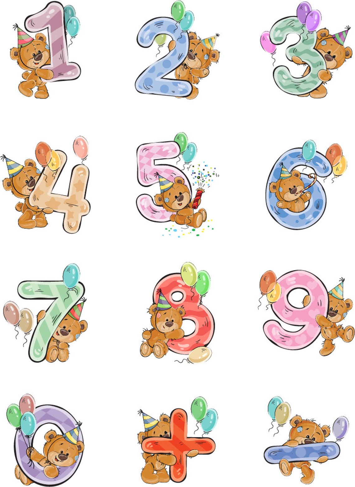 Teddy Bear Alphabet Clipart, Bear Letters, Bear Birthday, Sublimation ...