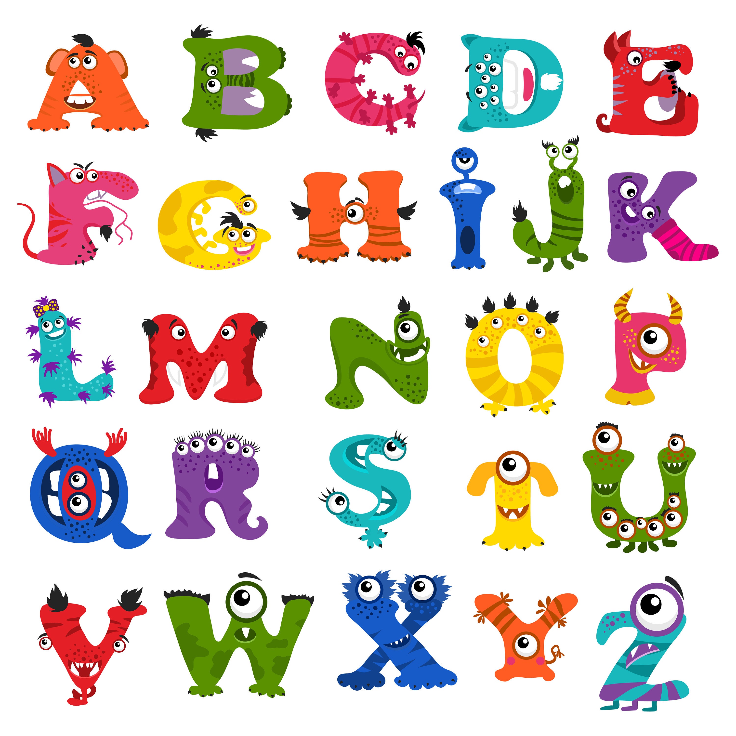monster-alphabet-number-clipart-monster-letters-monster-etsy