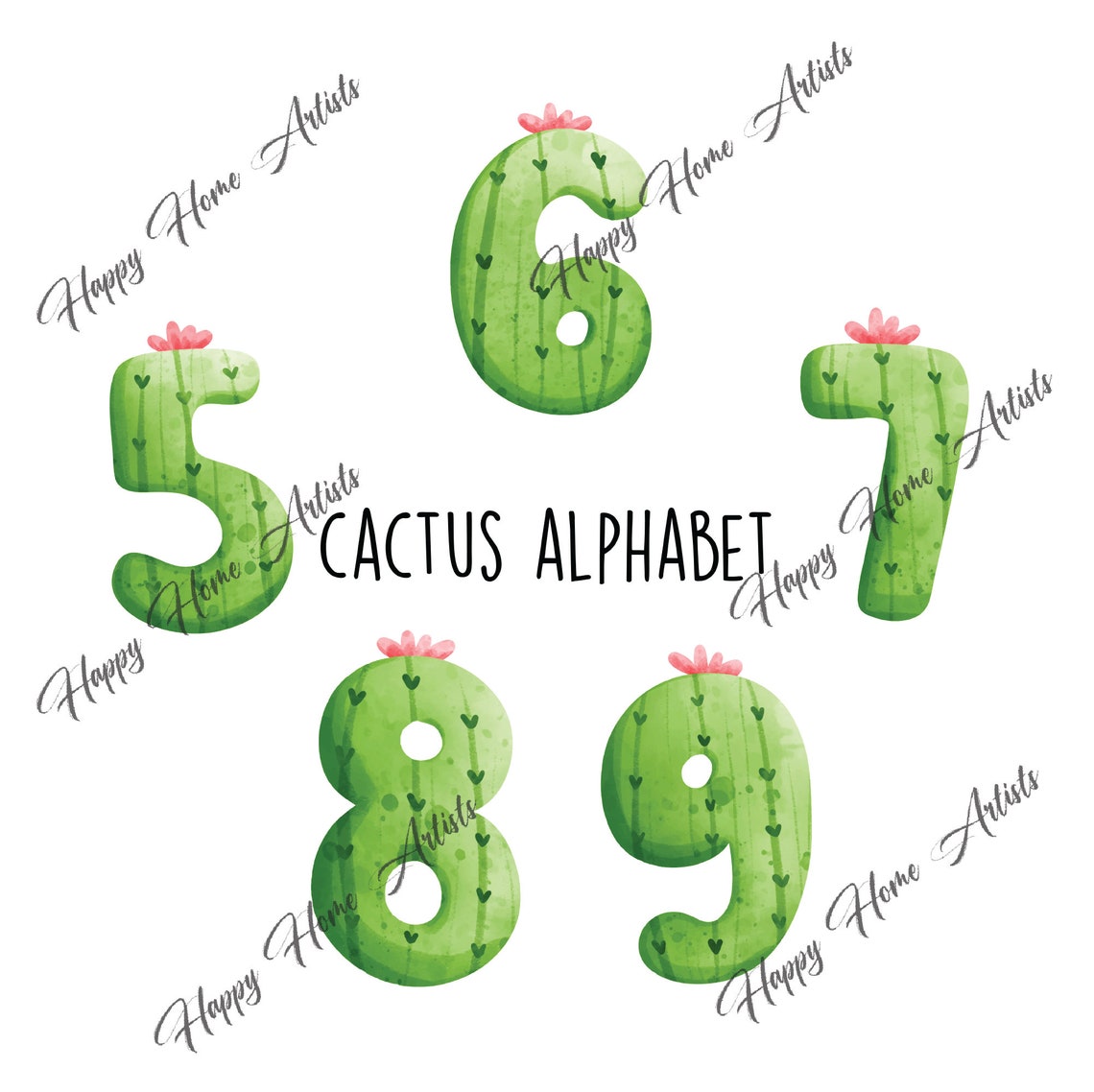 Cactus Alphabets and Numbers Clipart, Cactus Alphabet, Succulent Font ...