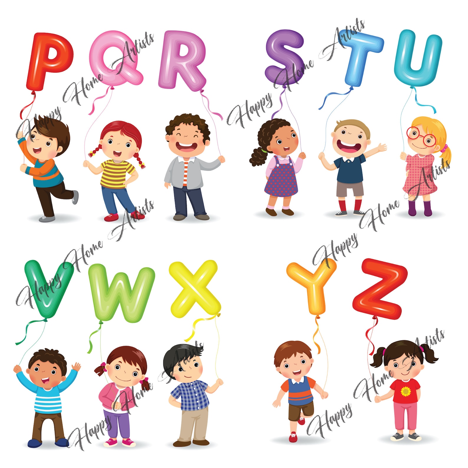 Balloon Alphabet Number Clipart, Balloon Letters, Sublimation Design ...