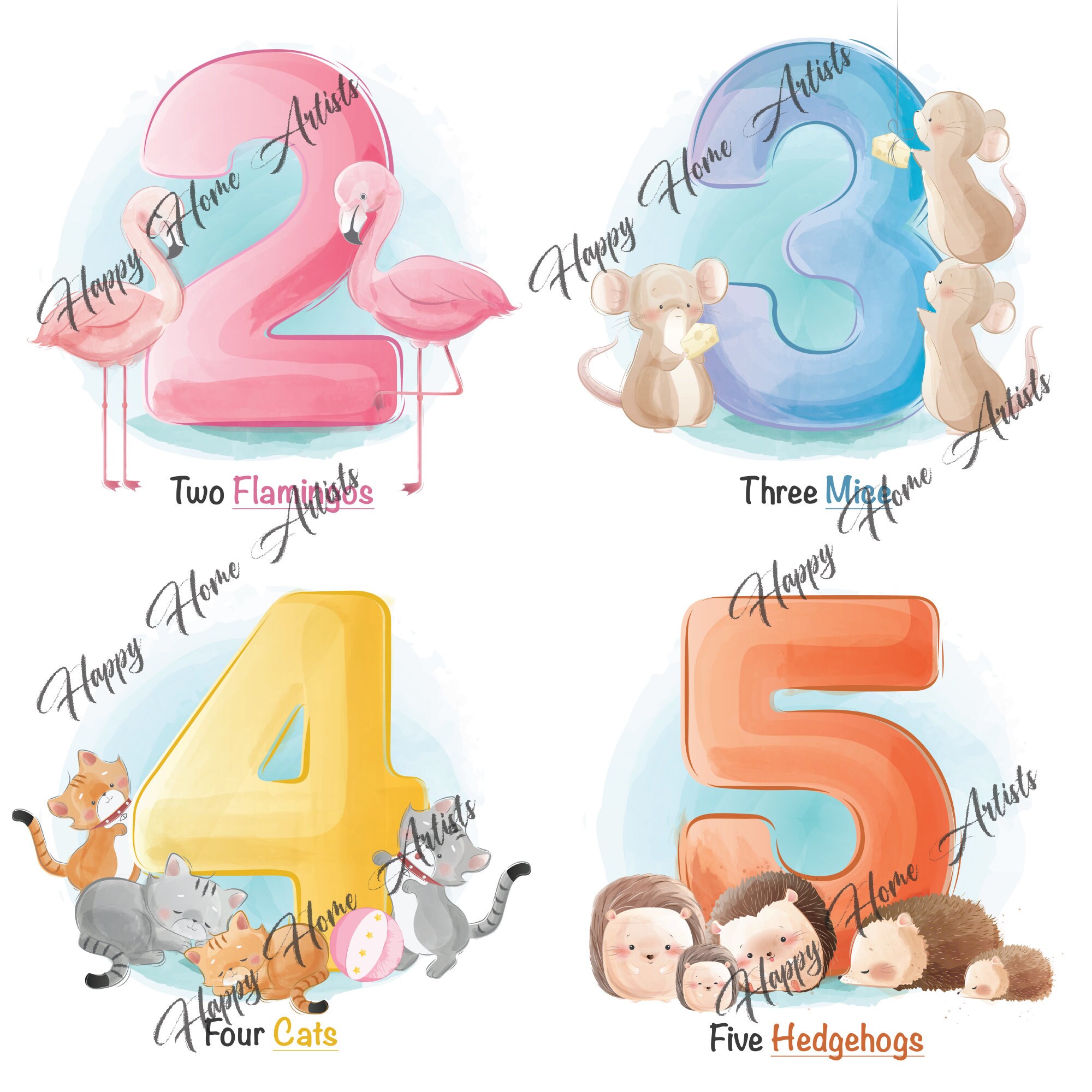 Watercolor Animal Alphabet Number Set, Clipart, Animal Letters ...