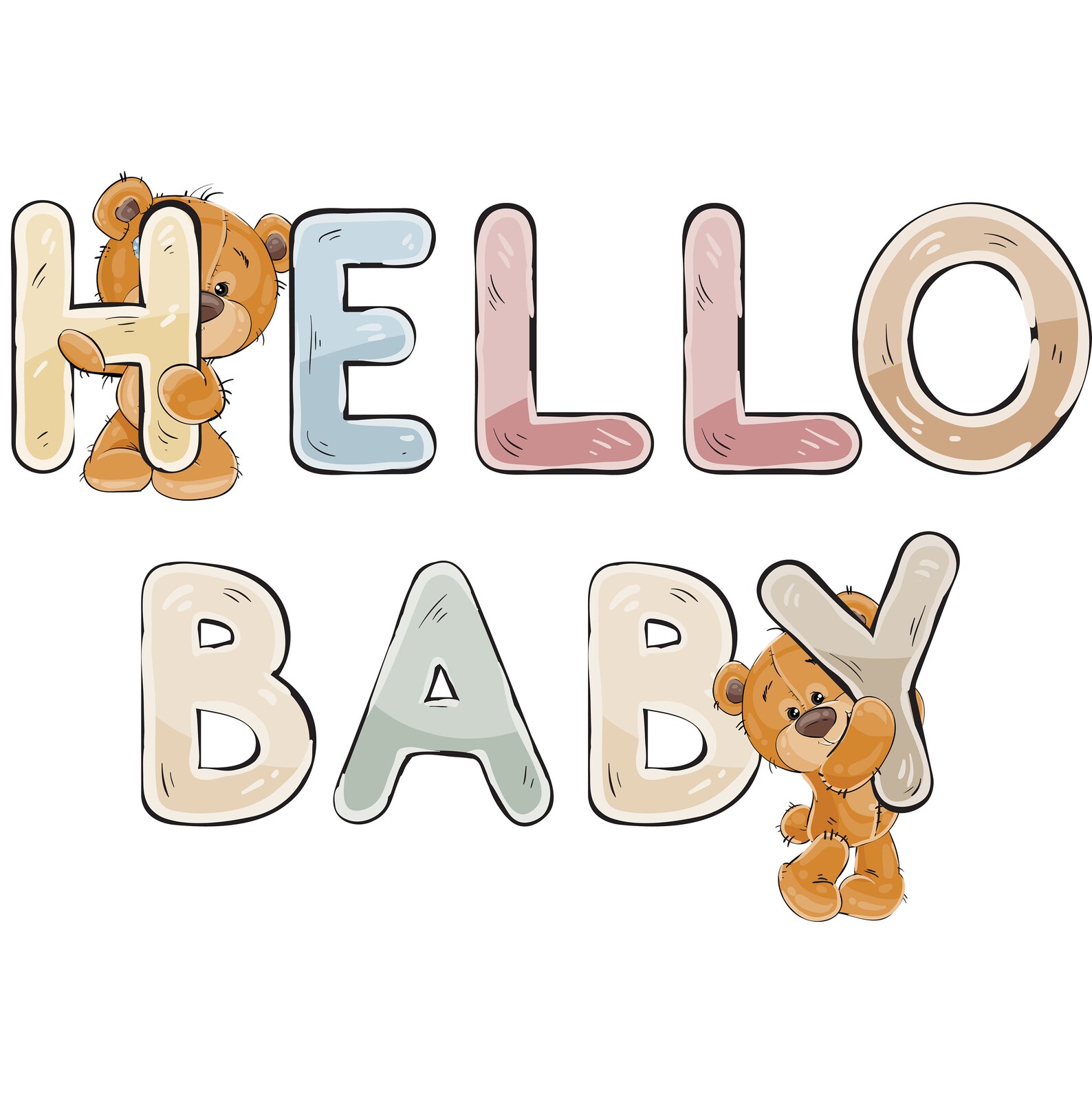 Teddy Bear Alphabet Clipart, Bear Letters, Bear Birthday, Sublimation ...