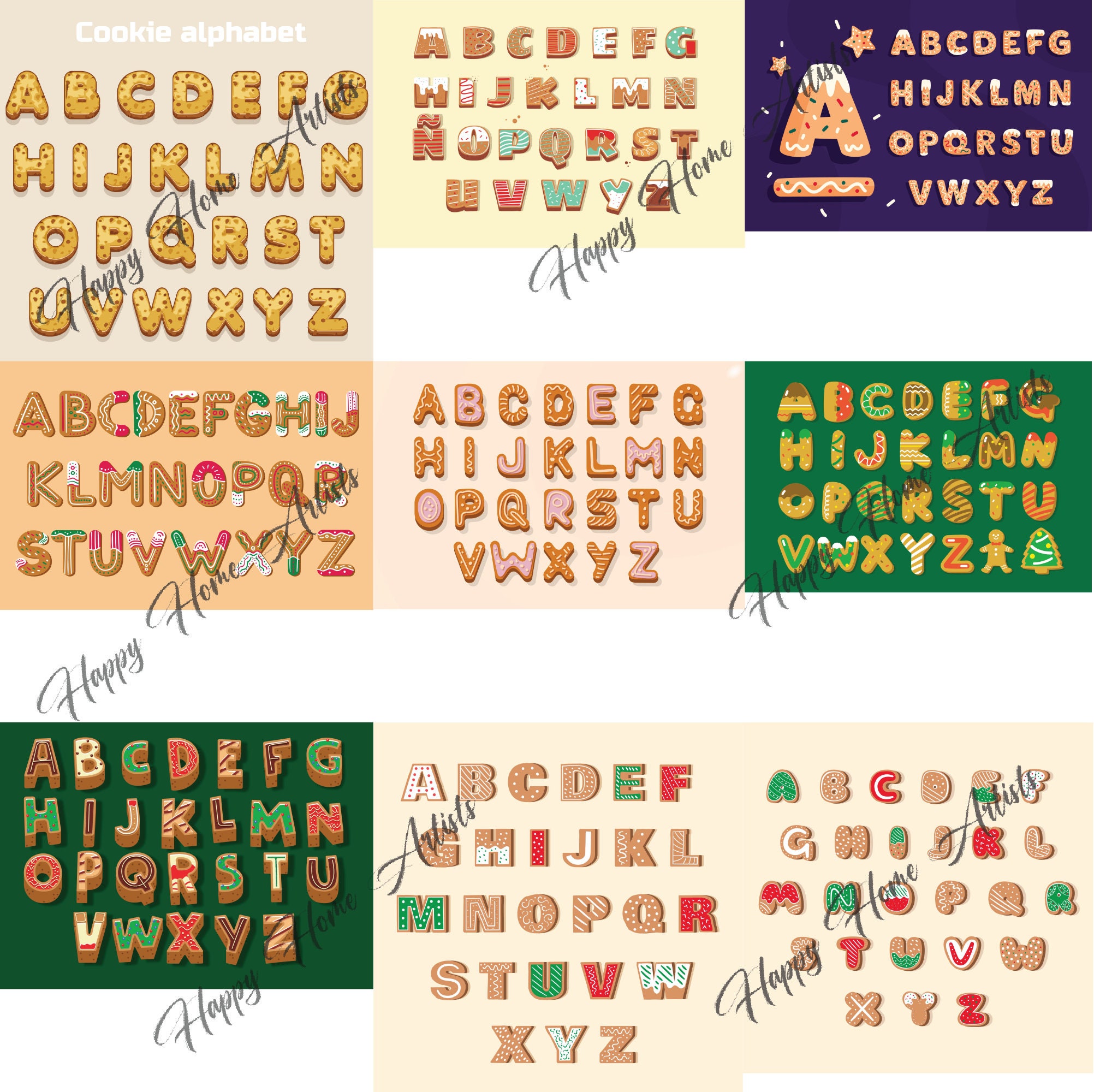 63 Sets of Cookies Alphabet, Christmas Cookies Letter, Cookie Clipart ...