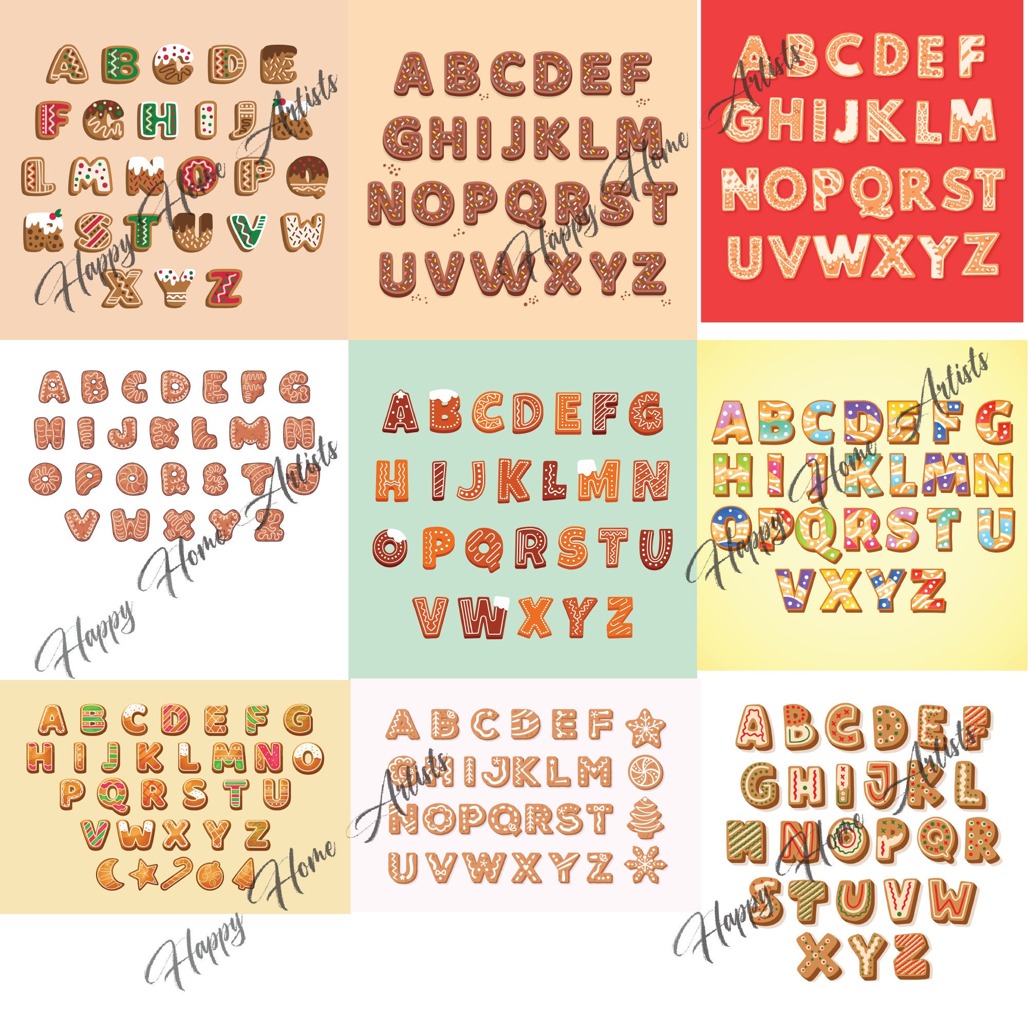 63 Sets of Cookies Alphabet, Christmas Cookies Letter, Cookie Clipart ...