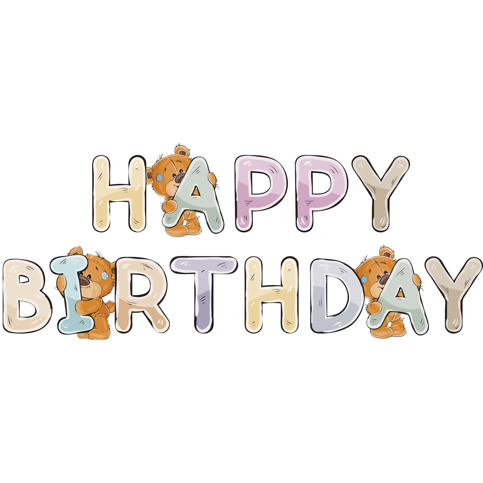 Teddy Bear Alphabet Clipart, Bear Letters, Bear Birthday, Sublimation ...