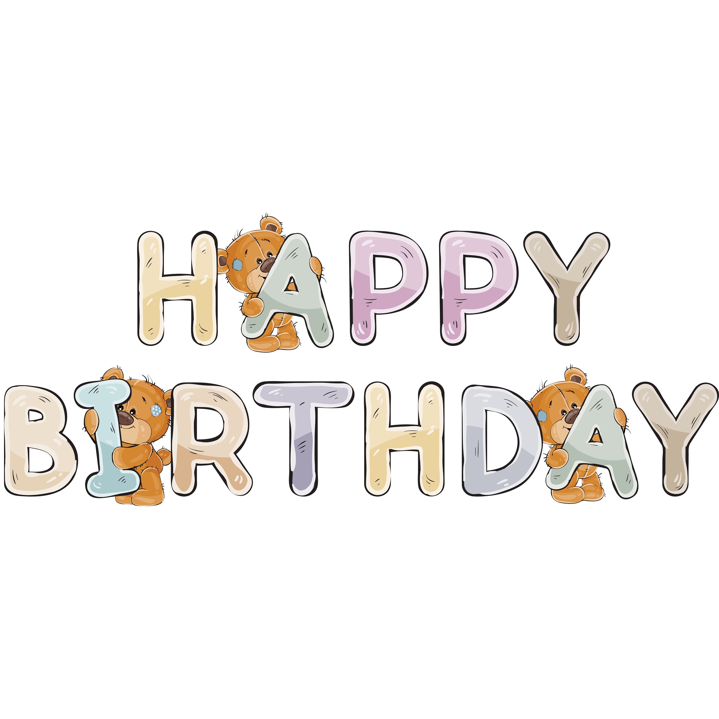 Teddy Bear Alphabet Clipart, Bear Letters, Bear Birthday, Sublimation ...