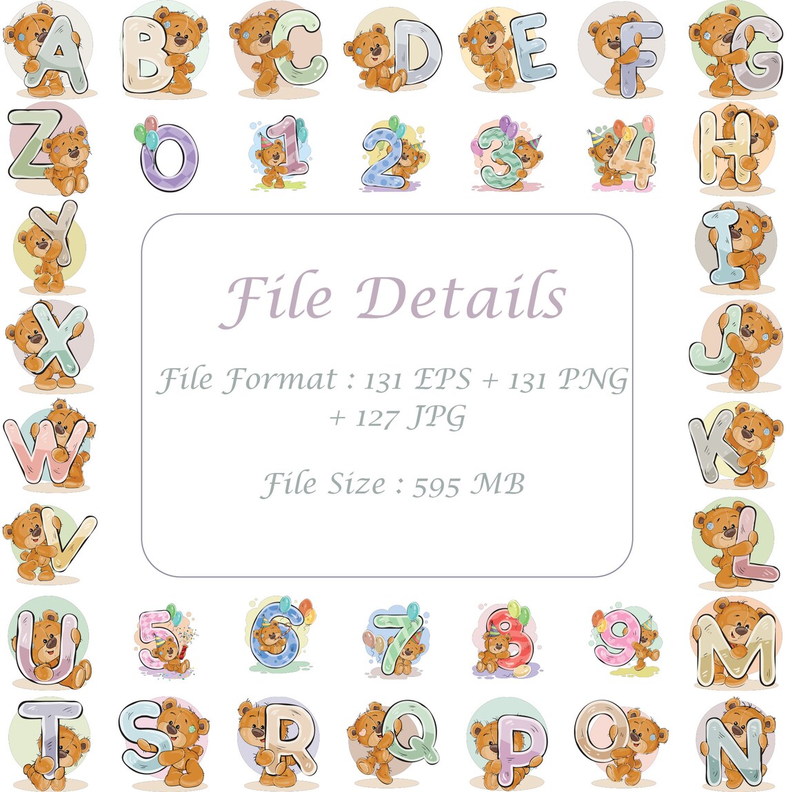 Teddy Bear Alphabet Clipart, Bear Letters, Bear Birthday, Sublimation ...