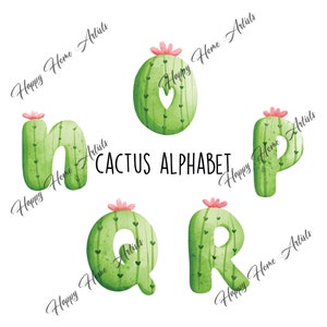 Cactus Alphabets and Numbers Clipart, Cactus Alphabet, Succulent Font ...