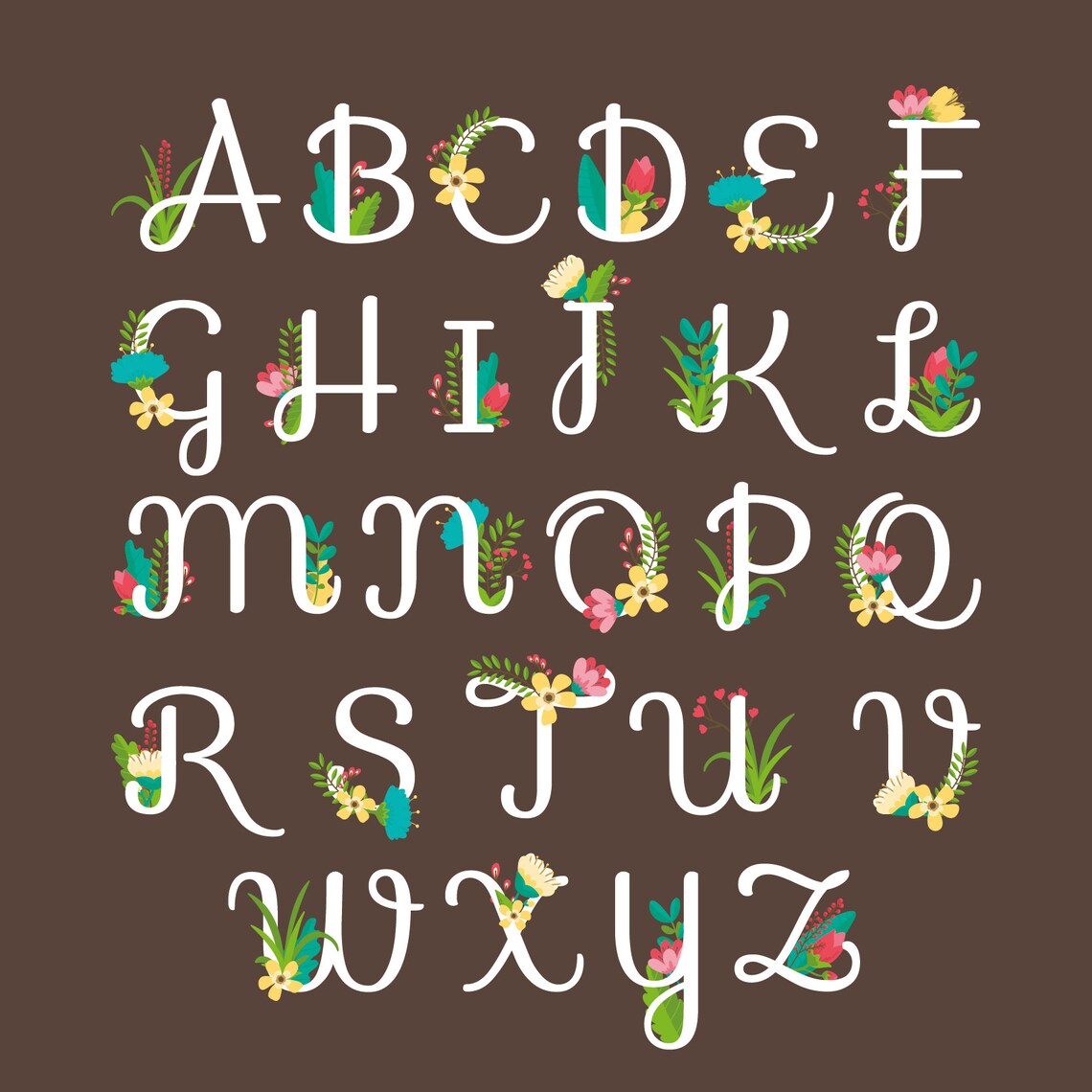 Floral Alphabet Letters Floral Design Flower Letters for - Etsy