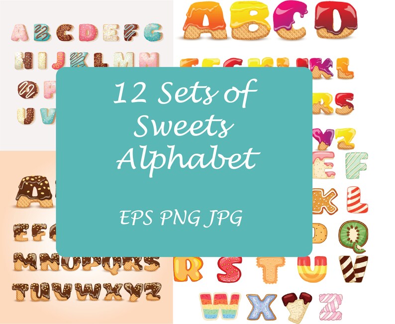 12 Sets of Sweets Alphabet Letter, Summer Letters Font Number, Summer ...