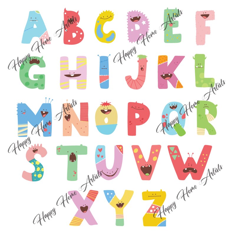 12 Sets of Monster Alphabet Clipart, Monster Letters, Monster Birthday ...