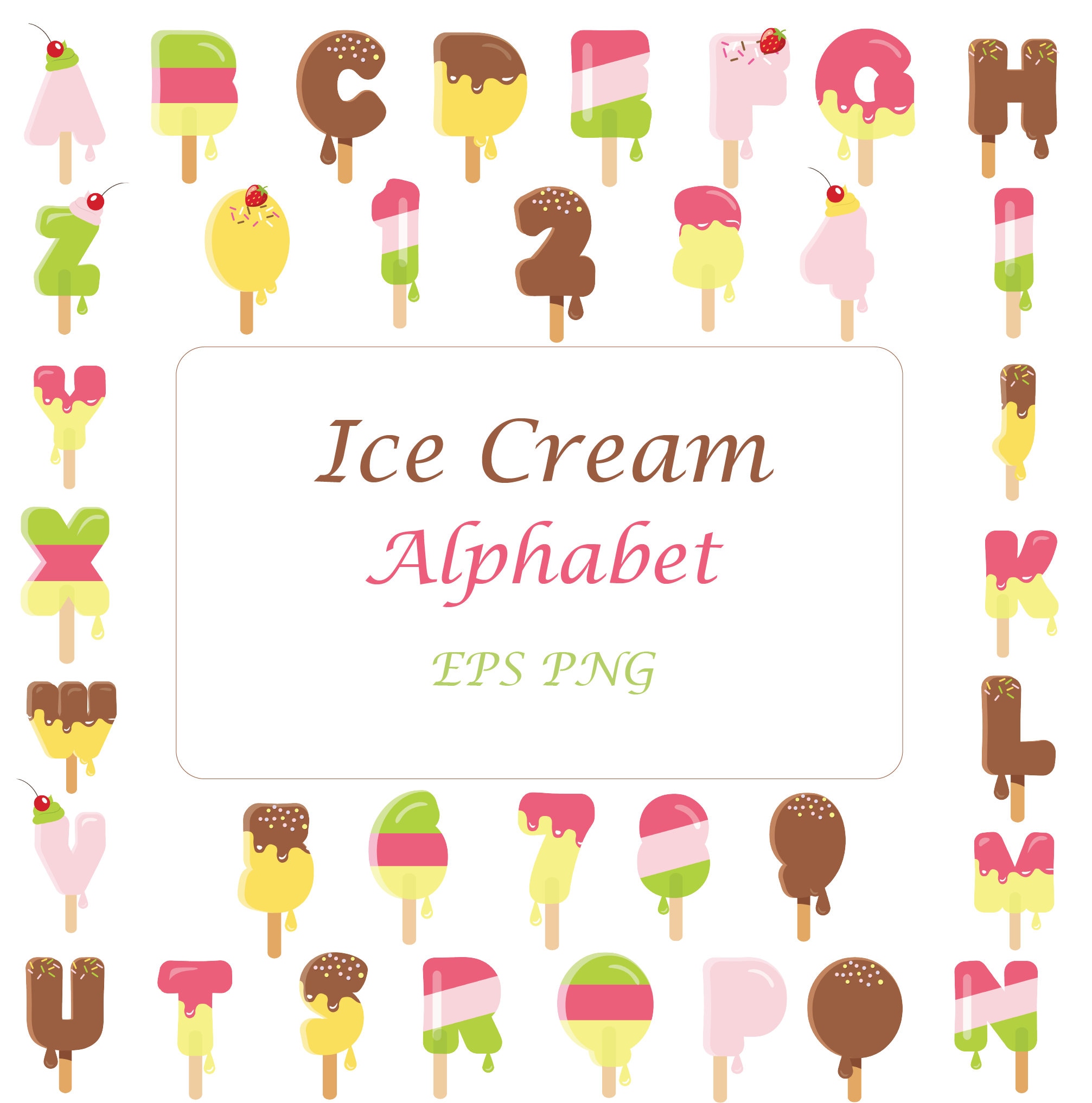 Ice Cream Alphabet Png, Summer Letters Font Number Ice Cream, Ice Pop ...