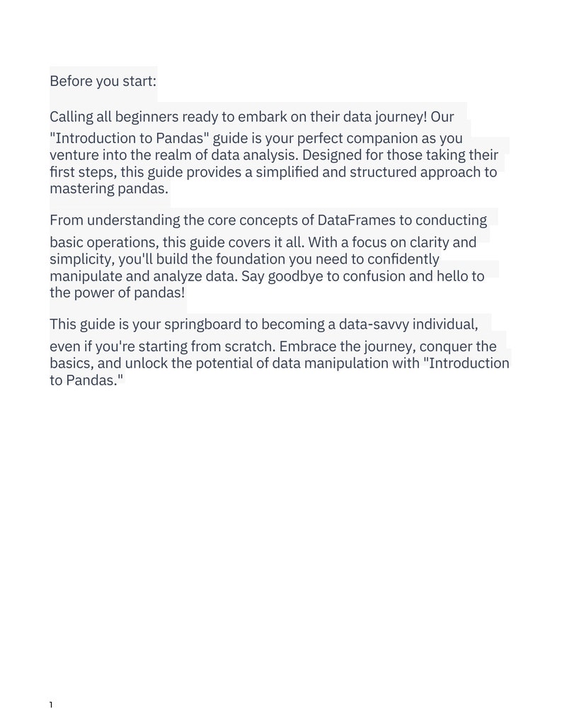 Introduction to Pandasa Beginner's Guide for Python and Pandas - Etsy